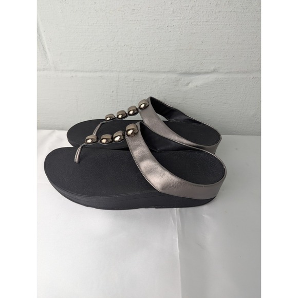 Fitflop | Shoes | Fitflop Rola B8754 Womens Silver Leather Slipon Thong ...